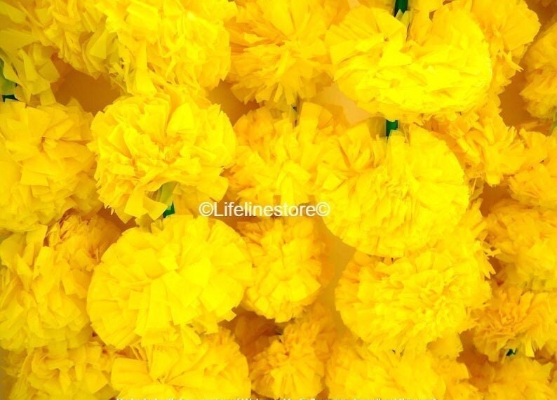 Mango Color Artificial Decorative Marigold Flower Garland Strings ...