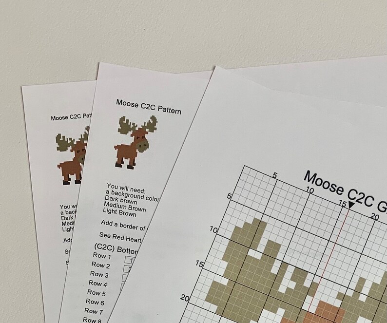 Moose Woodland Animal C2C Corner to Corner Crochet Baby Nursery Blanket ...