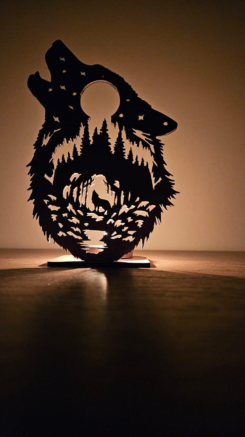 Howling Wolf Candle Holder | Moonlight SVG DXF AI (digital Download) - Etsy