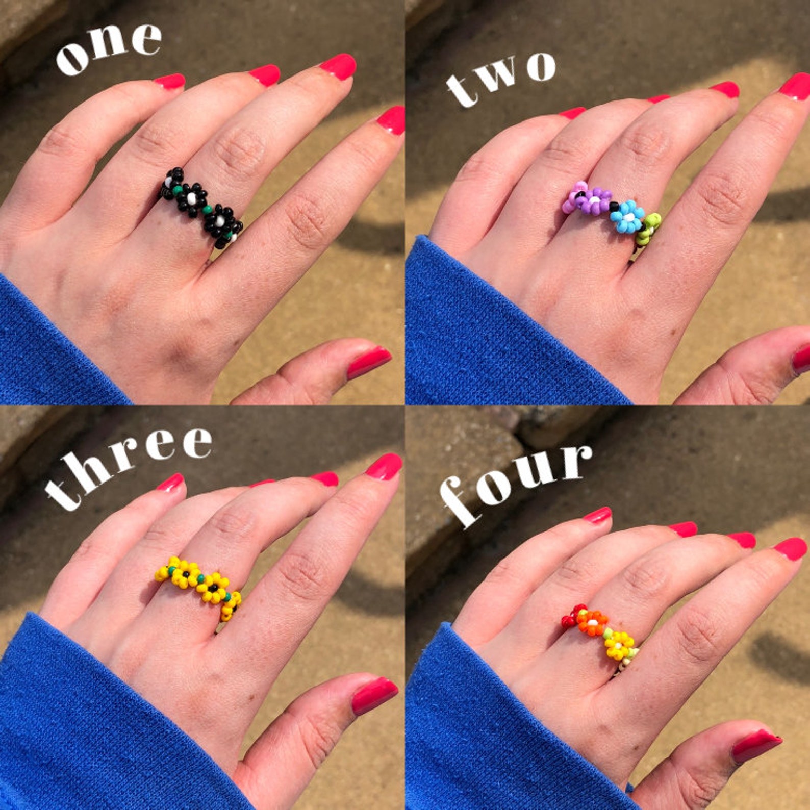 Seed Bead Flower Rings Seed Beads Handmade Jewellery - Etsy