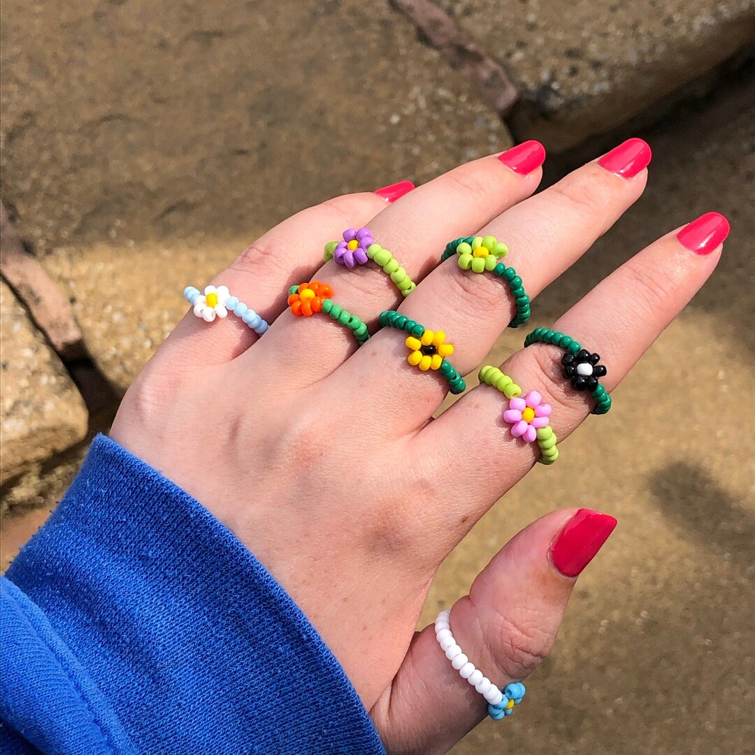 Seed Bead Single Flower Daisy Ring | Seed Bead Jewellery | Handmade ...