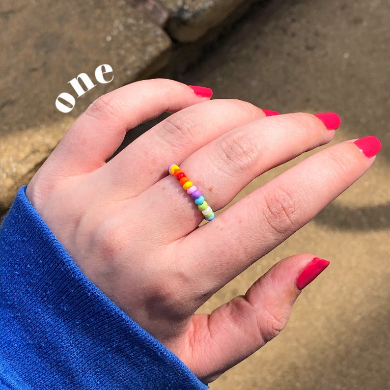 Seed Bead Rings Customisable Seed Beads Stacking Rings - Etsy