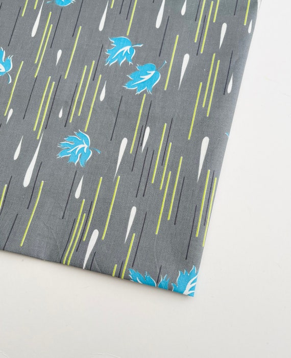 Vintage MCM Fabric / Leaves and Lines / Half or Full Yard 33 - Etsy