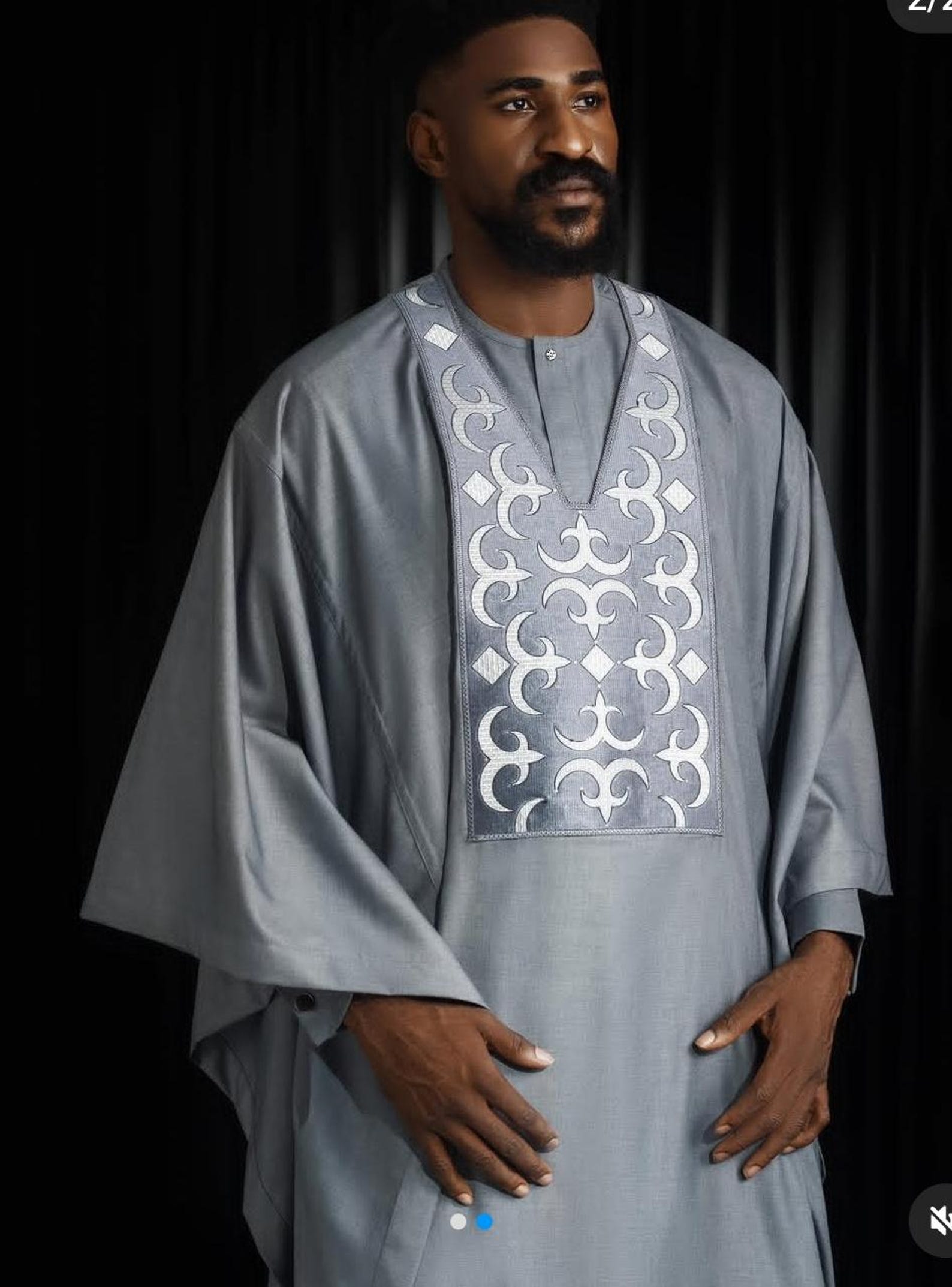 Agbada African Men's Clothing, African Wedding Attire Groom Suit Guests ...