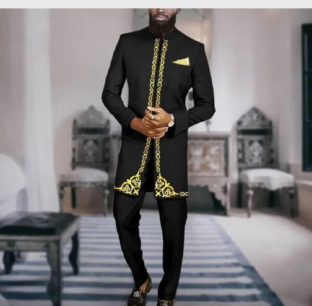 Handmade African Men's Suit: Embroidered Wedding Outfit - Etsy