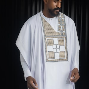 Agbada African Men's Clothing, African Wedding Attire Groom Suit Guests ...