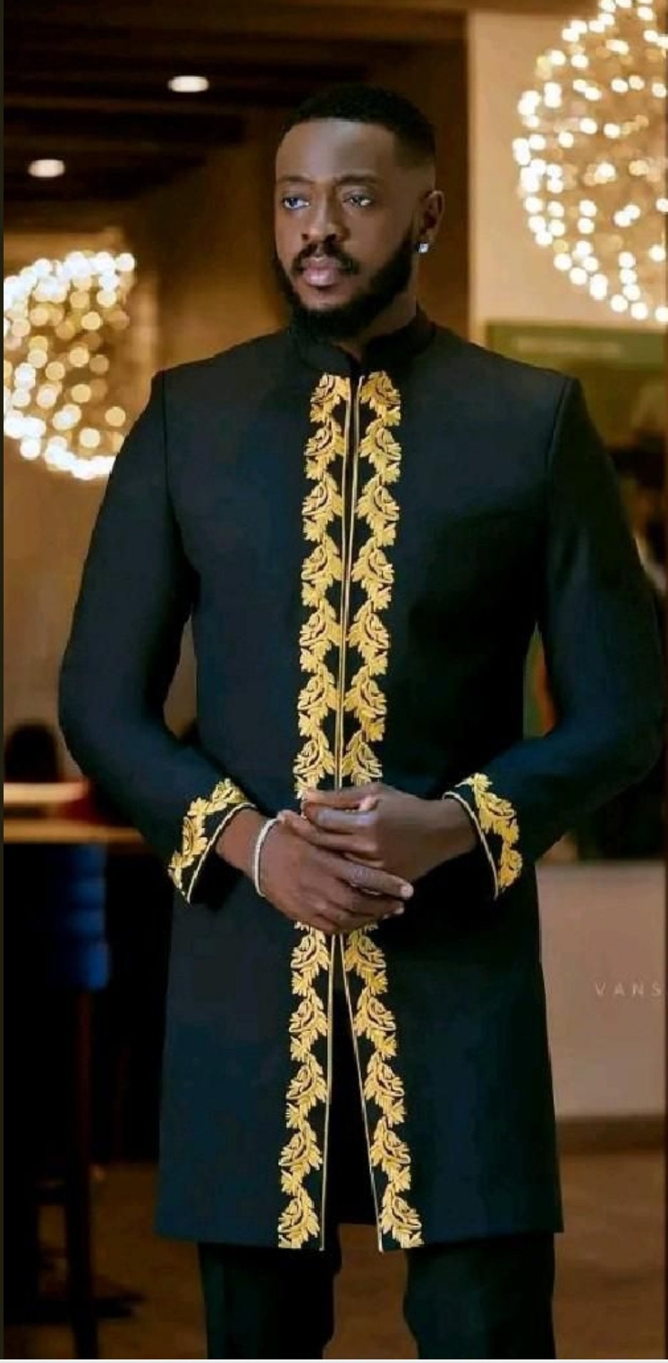 Henry Black & Gold Men Suit/senator Wear/african Clothing/african Men ...