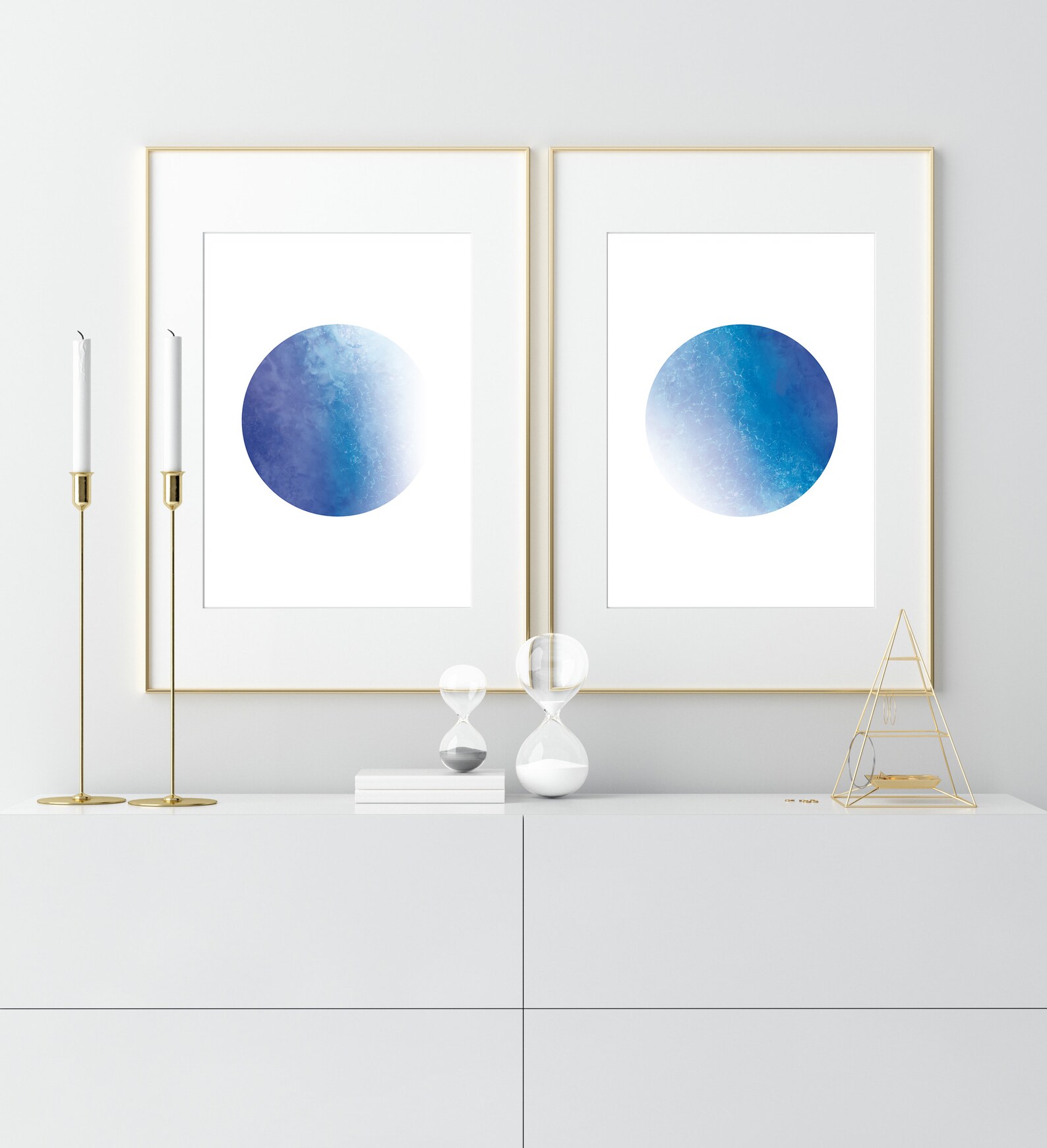Set of 3 Abstract Purple and Blue Moon Prints, High Quality Moon Phases ...
