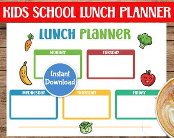 Editable Kids Lunch Planner, Meal Weekly Planner, Lunch Menu for ...