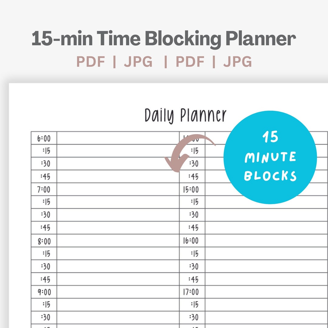 ADHD Digital Planner Time Block, Printable Daily Planner Time Block ...