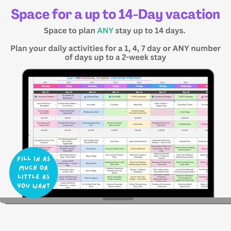 Universal Studios Planning | Epic Universe Travel Planner Spreadsheet ...