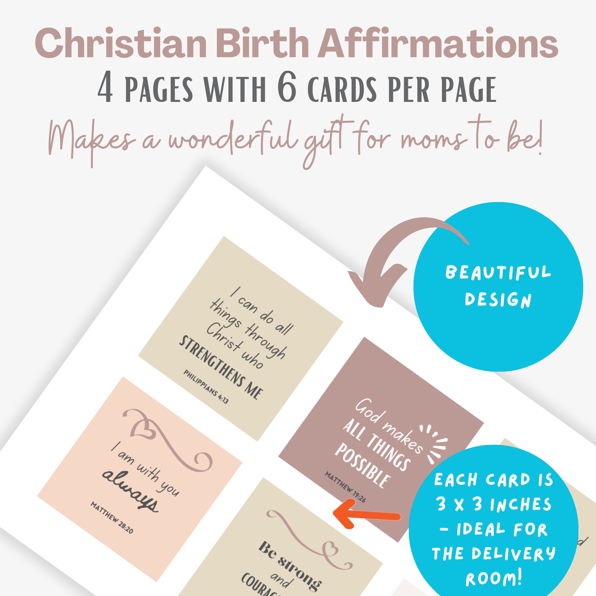 Christian Birth Affirmation Cards Printable | Bible Verses for Labor ...