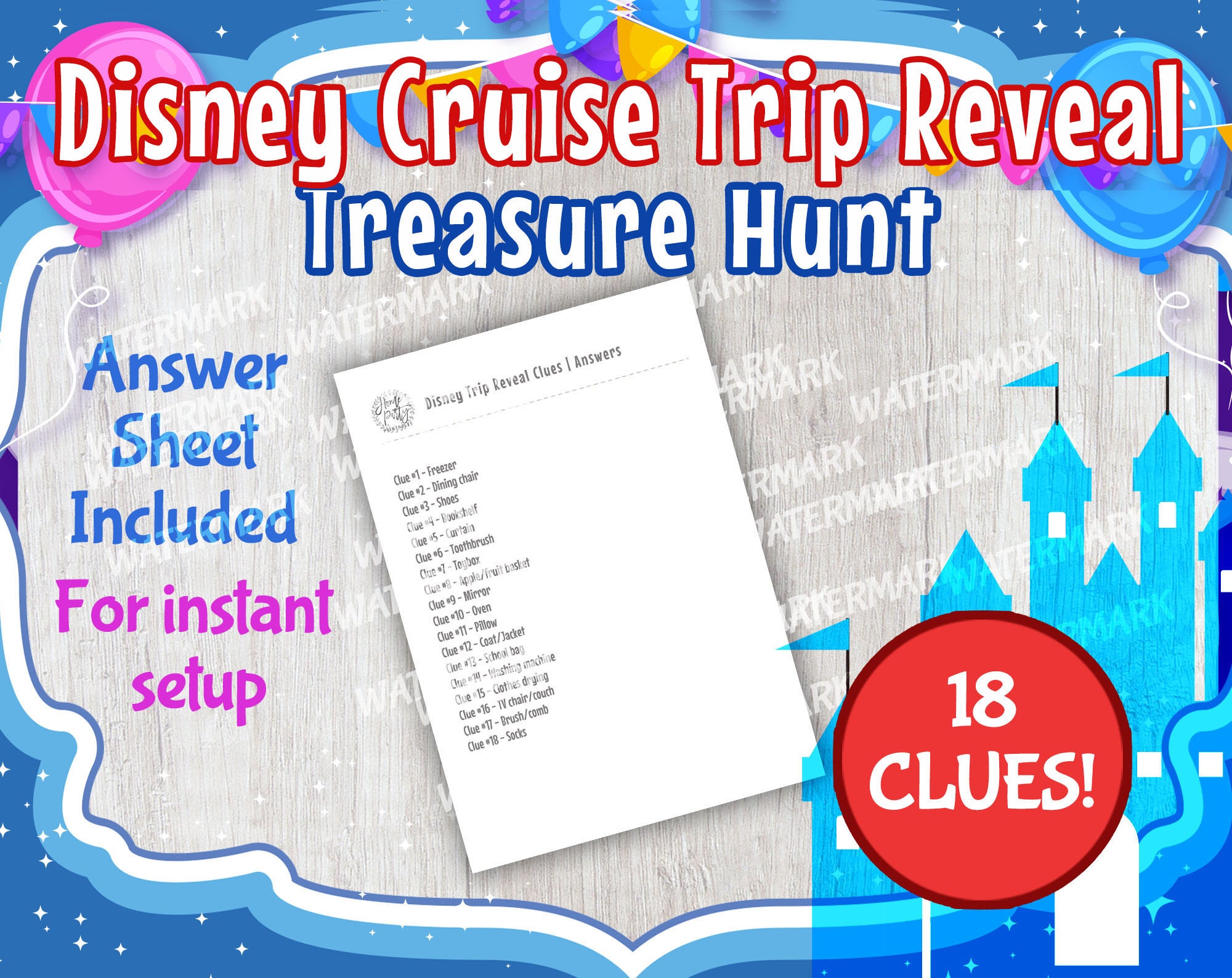 Disneycruise Reveal Scavenger Hunt Clues - Etsy