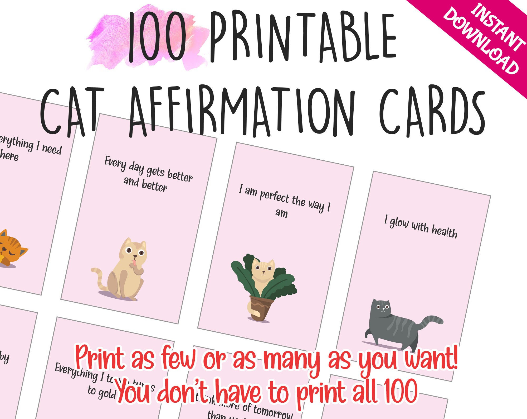 Affirmation Cards Printable Affirmation Deck Cat Lover - Etsy