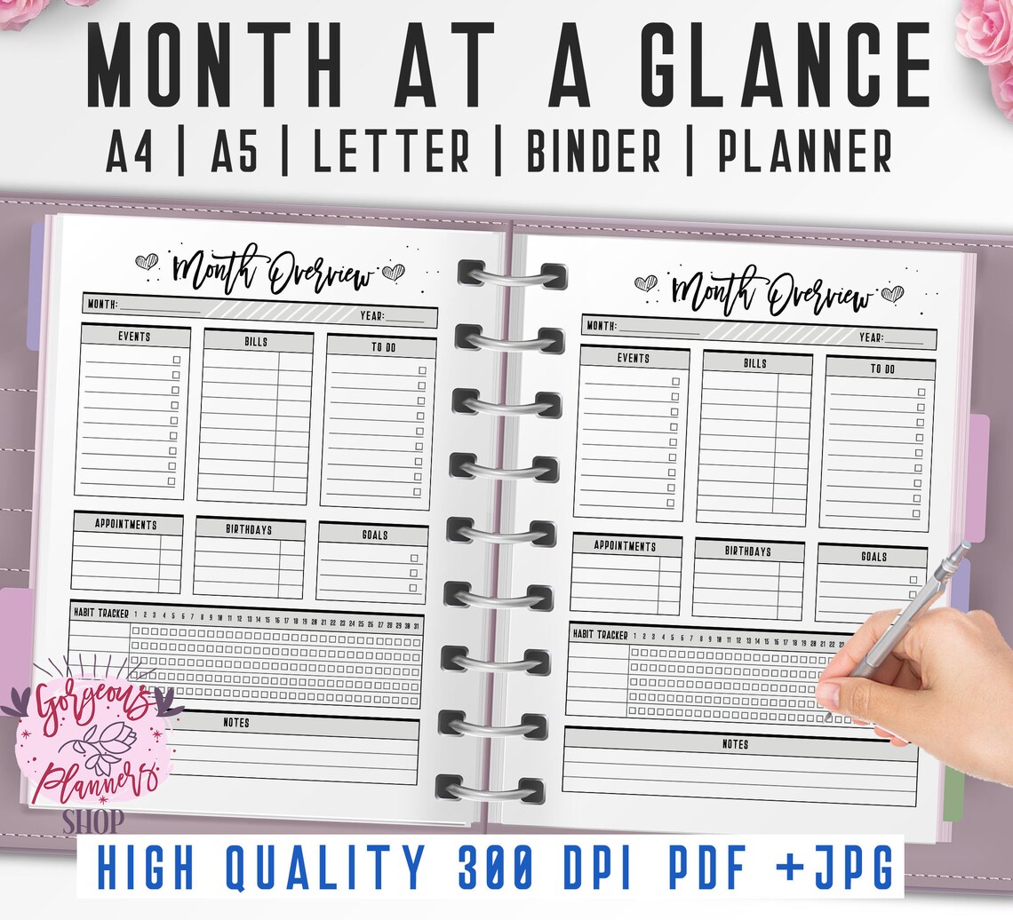 Monthly Page Printable, 2024 Monthly Planner Printable, 2024 Planner ...