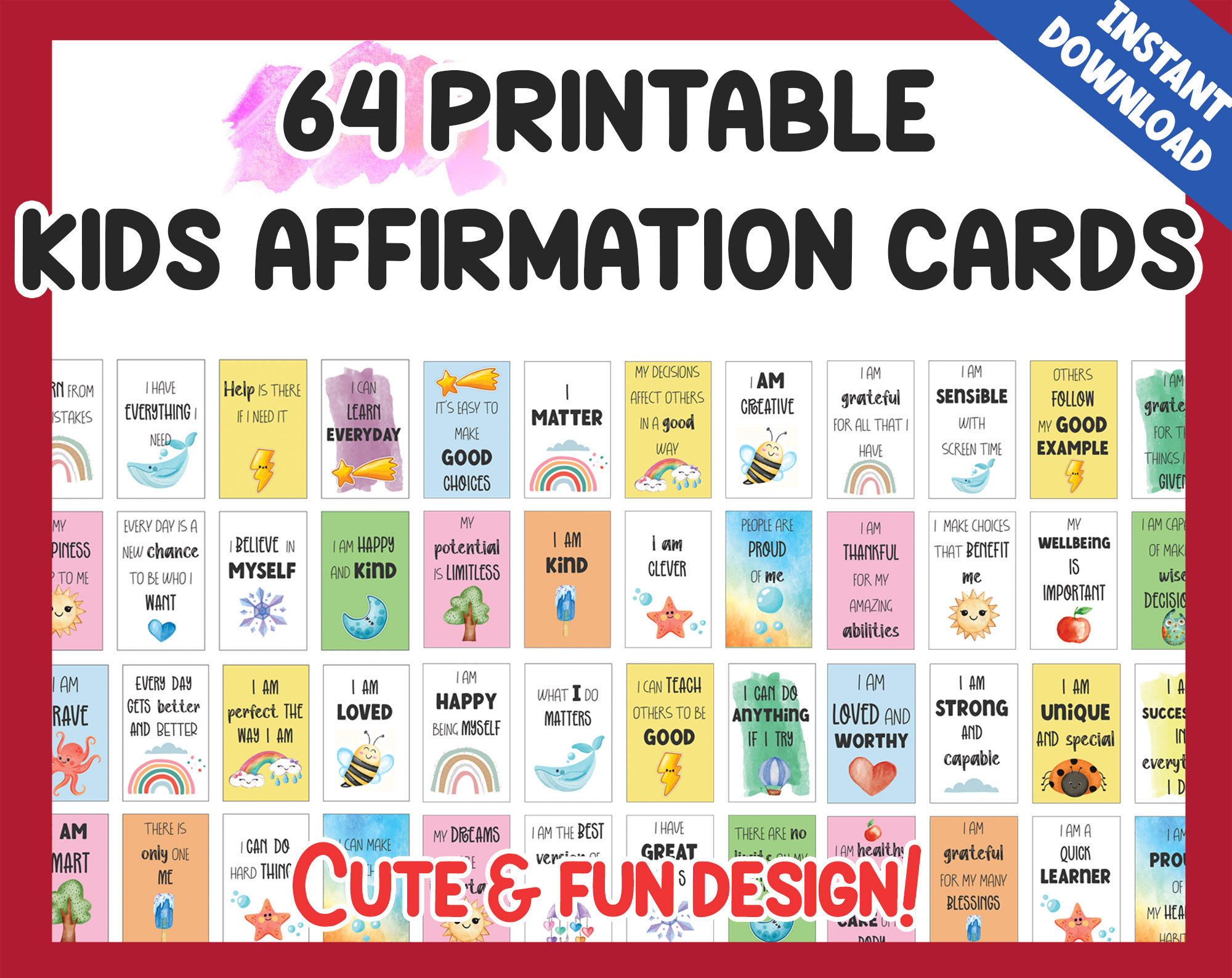 Printable Affirmation Cards for Kids Motivational Cards - Etsy Canada