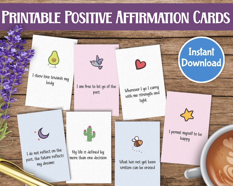 Positive Affirmation Cards Self Love Deck Self Care Cards Etsy