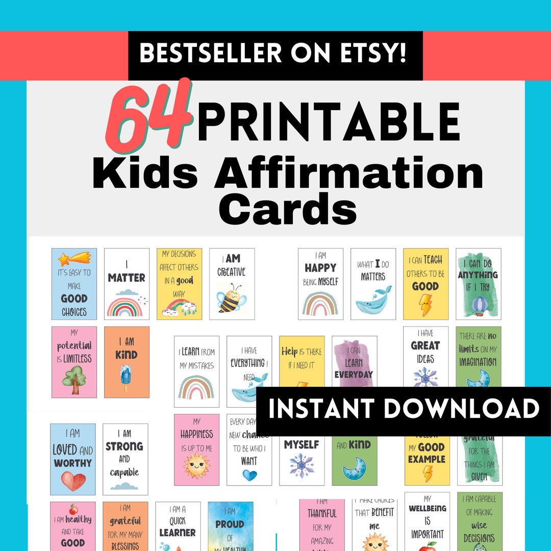 Printable Affirmation Cards for Kids, Motivational Cards, Positivity ...