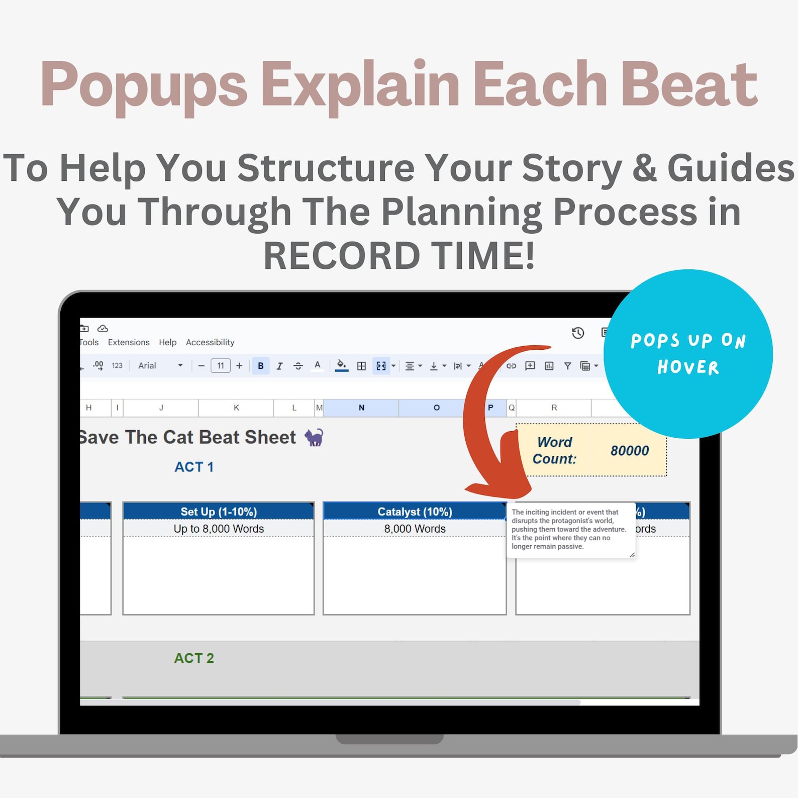 Save the Cat Template, Novel Planner, Google Sheets Novel Planner, Save ...