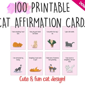Affirmation Cards Printable Affirmation Deck Cat Lover Gift Law of ...