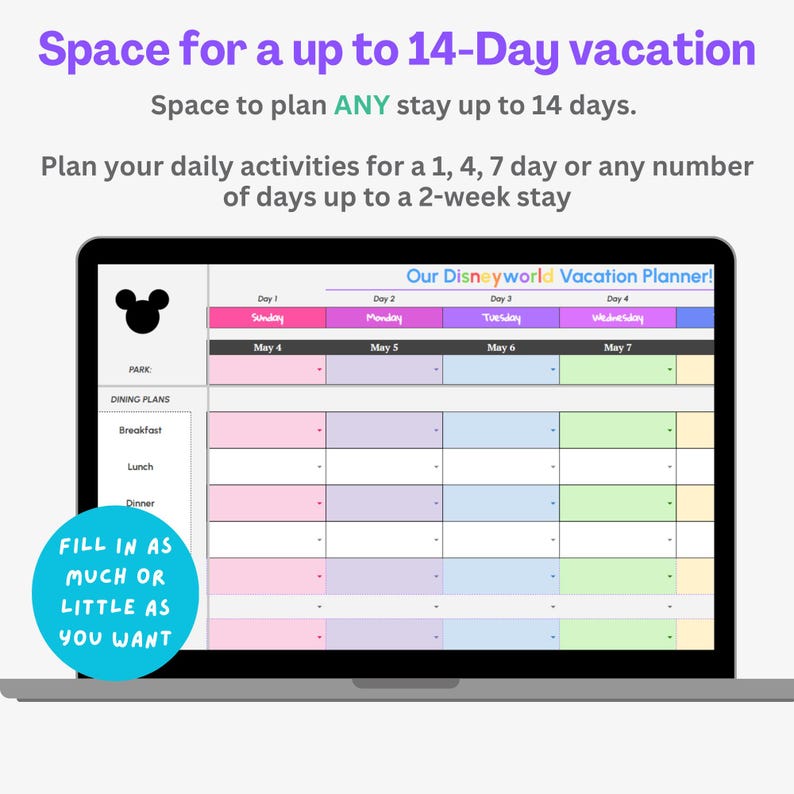 Disneyworld Planning | WDW Travel Planner Spreadsheet | Google Sheets ...