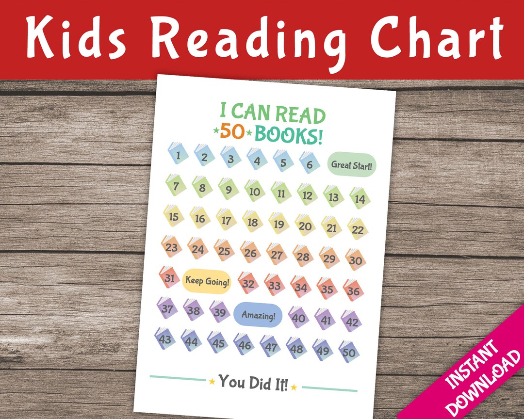 Kids Reading Printable, Reading Chart for Kids, 50 Book Challenge, Kids ...