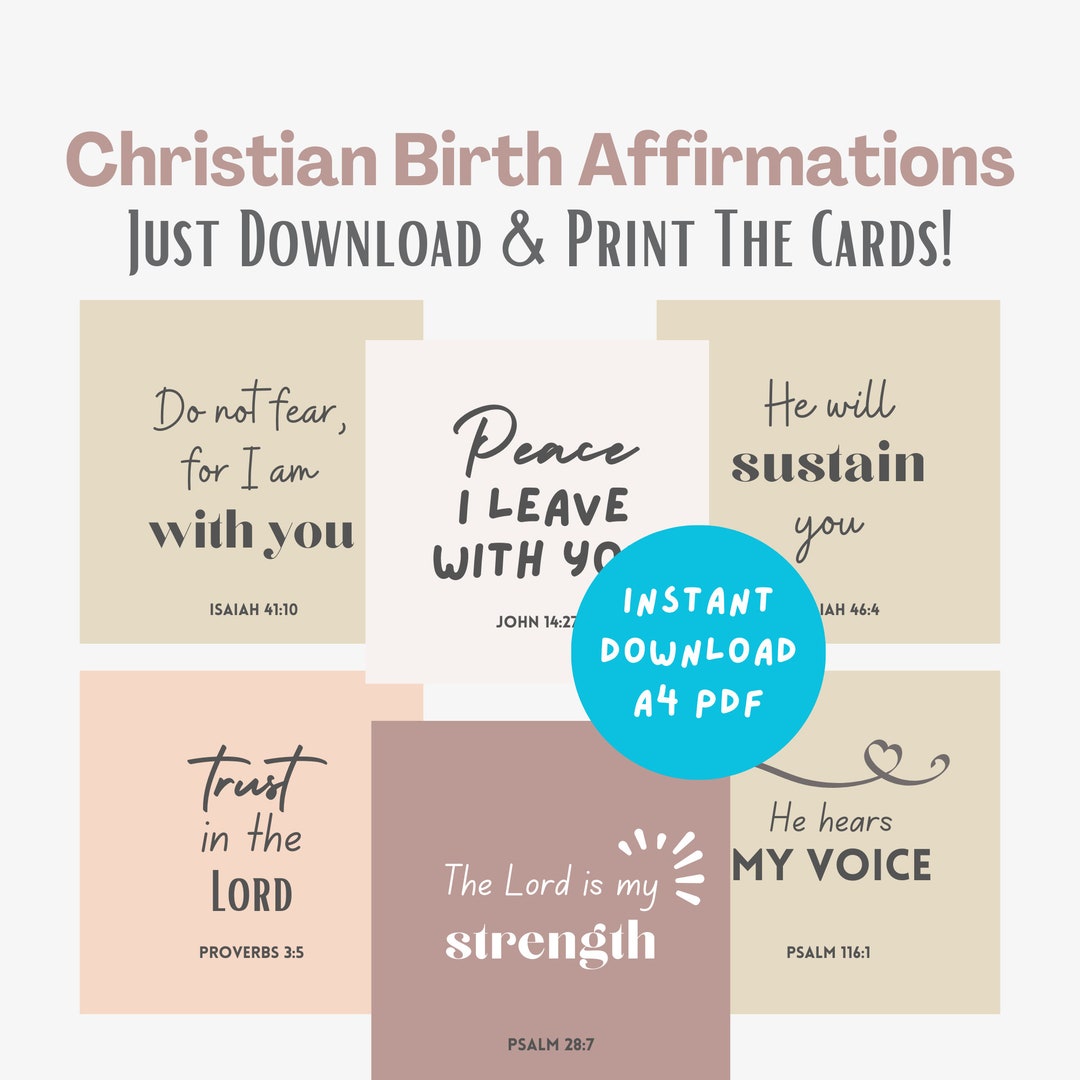 Christian Birth Affirmation Cards Printable | Bible Verses for Labor ...