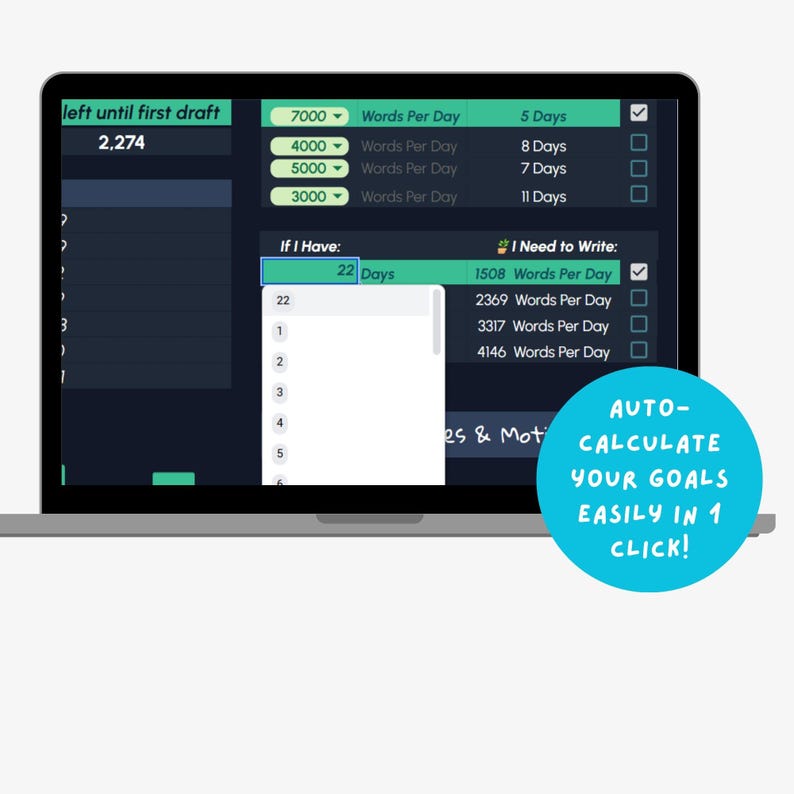 WORD COUNT TRACKER | Spreadsheet for Writers | Novel Word Count ...
