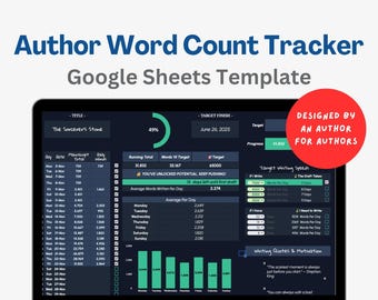 WORD COUNT TRACKER | Spreadsheet for Writers | Novel Word Count ...