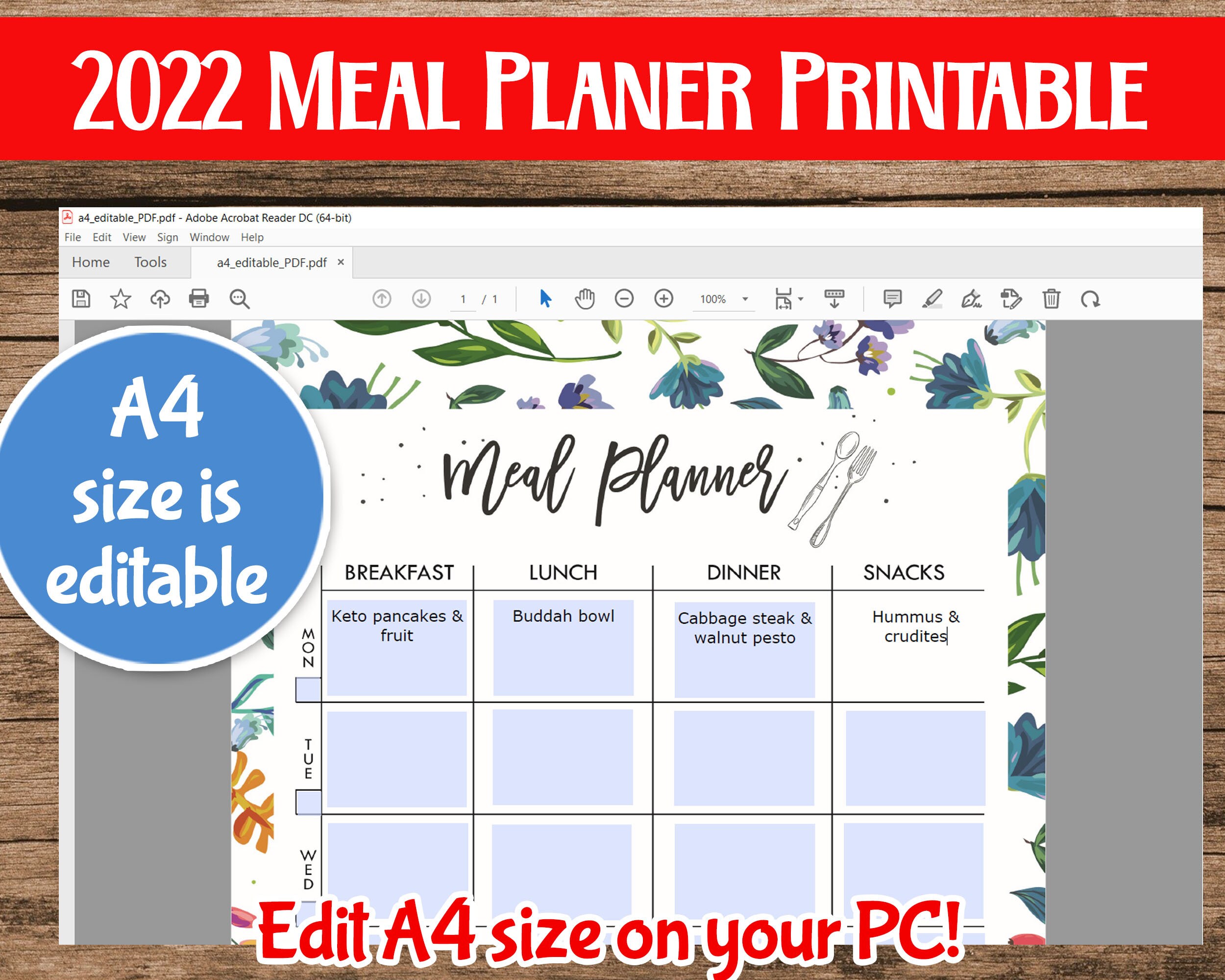 EDITABLE Meal Plan Printable, 2024 Weekly Meal Plan Printable, Meal ...