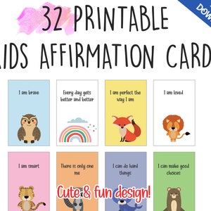 Printable Affirmation Cards for Kids, Motivational Cards, Positivity ...