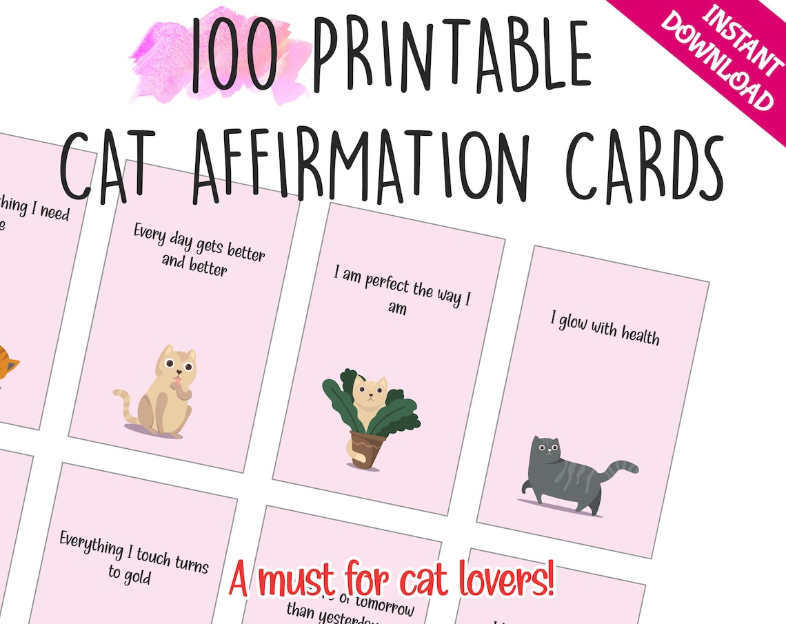 Affirmation Cards Printable Affirmation Deck Cat Lover | Etsy