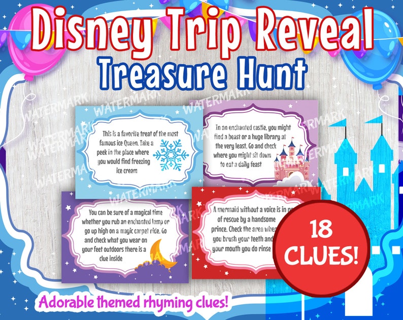 Disneyland Trip Reveal Scavenger Hunt Clues - Etsy