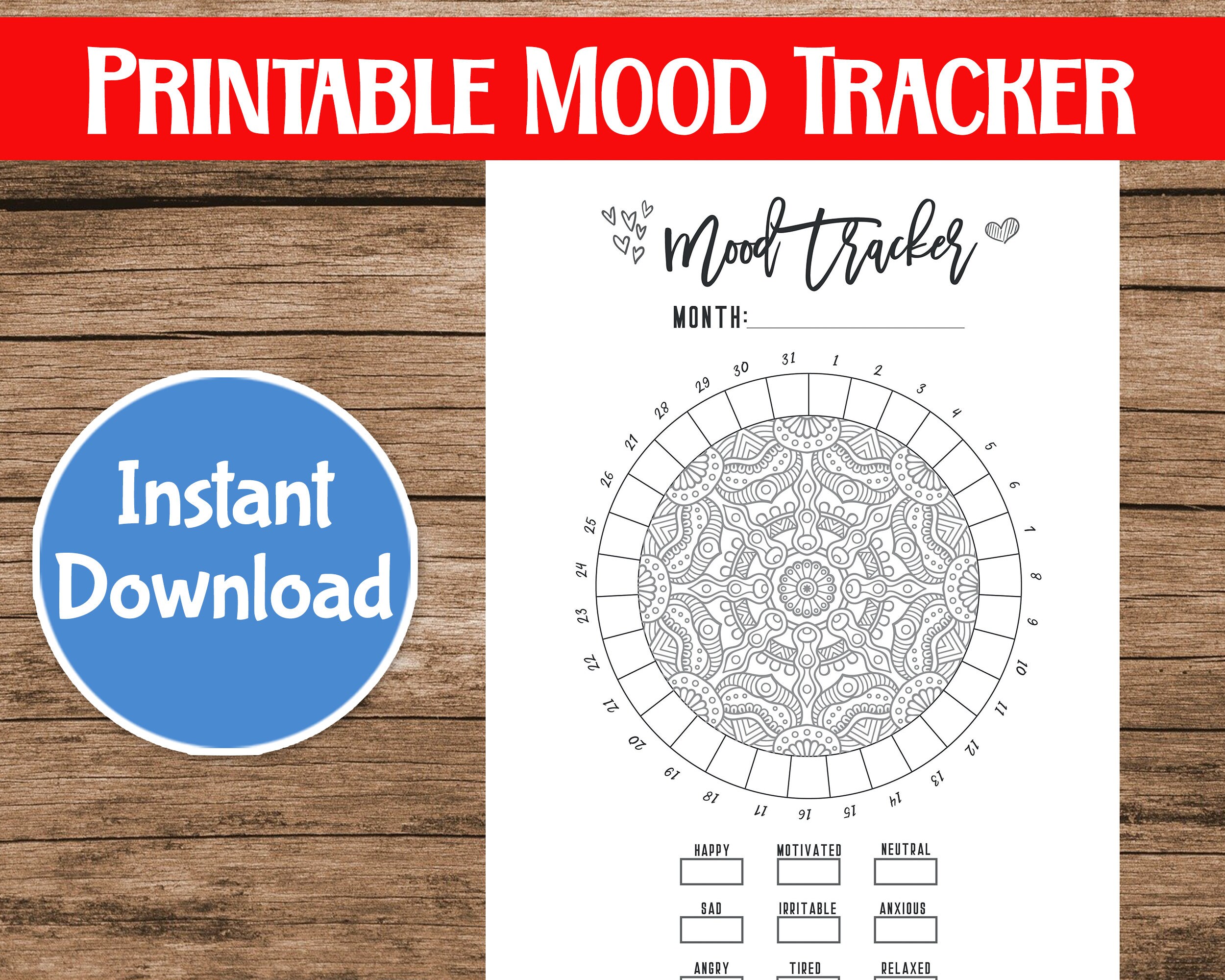 Mood Tracker PDF, Mood Tracker Printable, Mood Tracker Chart ...