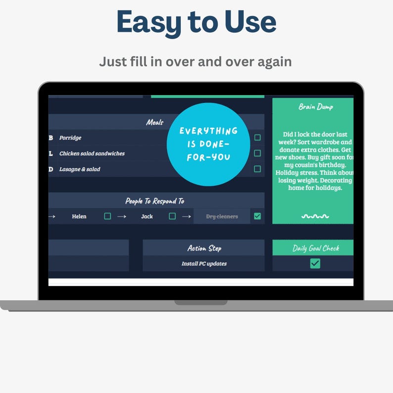ADHD Planner Spreadsheet - Google Sheets Template, Daily Planner, Dark ...