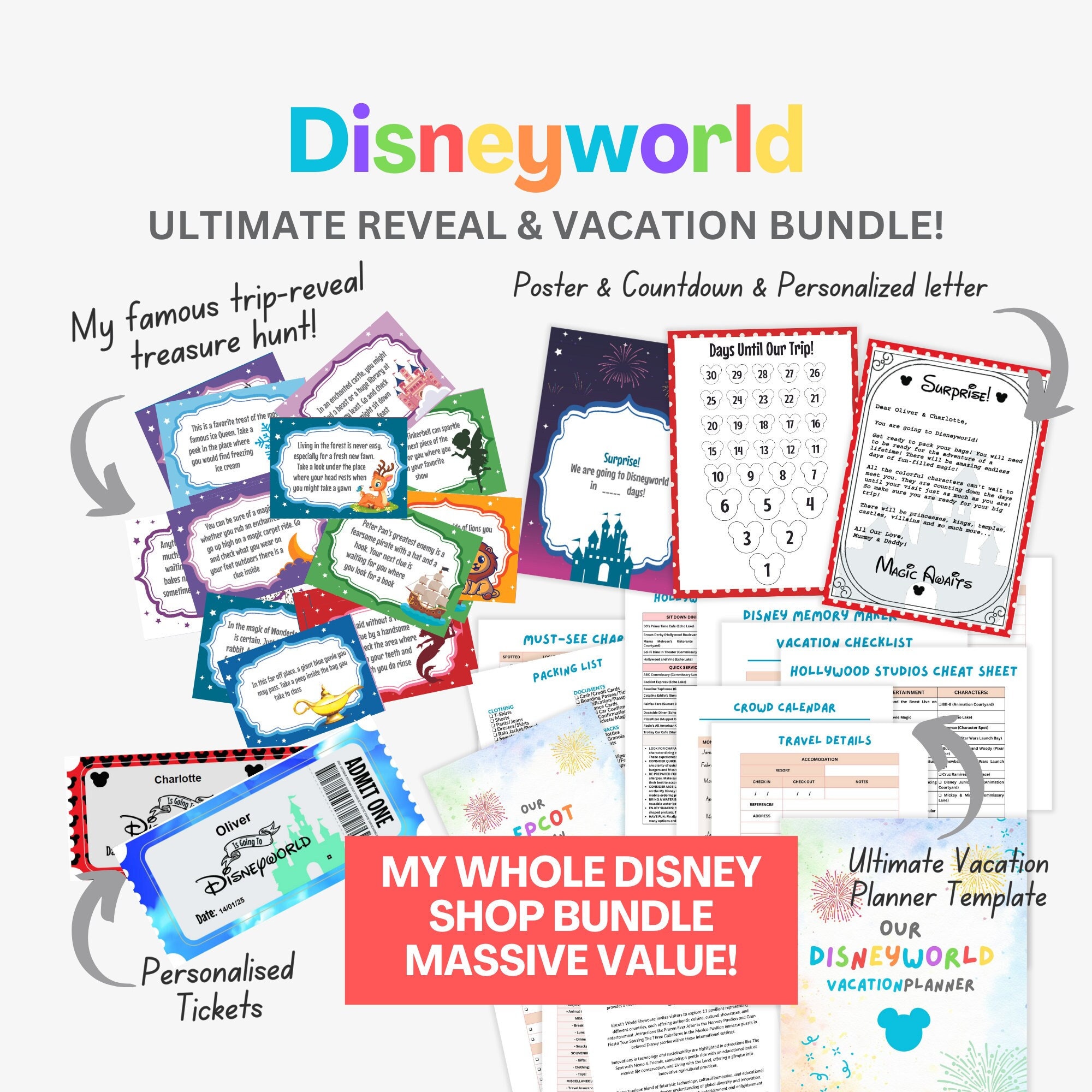 Disneyworld Trip Reveal Scavenger Hunt, WDW Resort Vacation Reveal, WDW ...