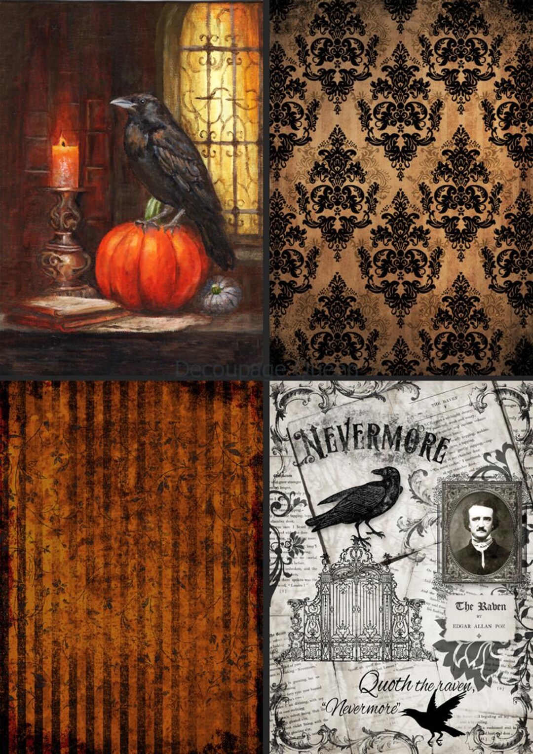 Decoupage Queen A3 Rice Paper Gothic 4 Pack Art-craft Projects ...