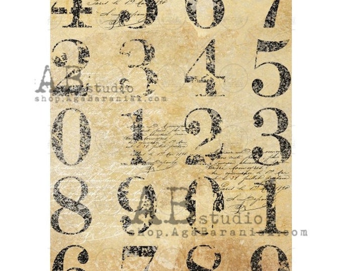 AB Studios A4 Rice Paper for Decoupage Block Numbers 0631 Art-craft ...