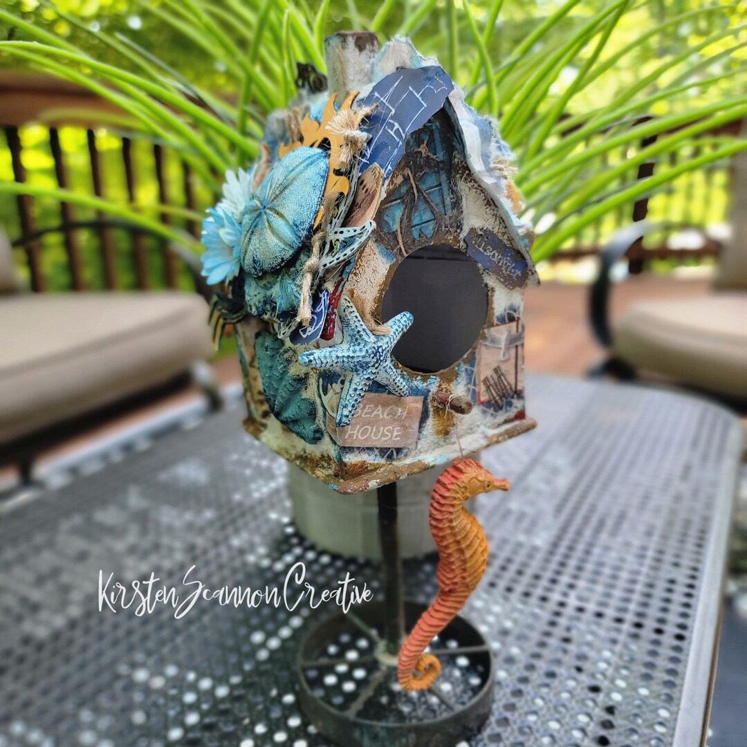 Beachcomber Corral Mixed Media Birdhouse | Original | Artisanal Décor ...
