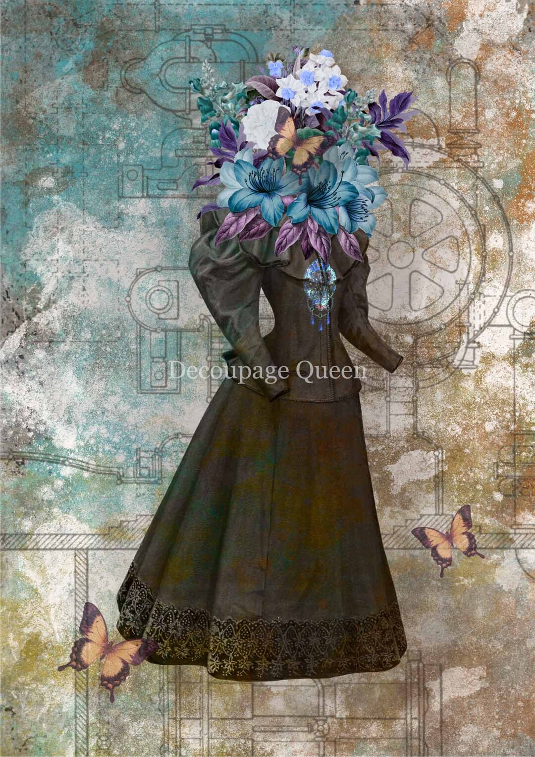 Decoupage Queen A2-A3-A4 Rice Paper Dainty & the Queen Head Full of ...