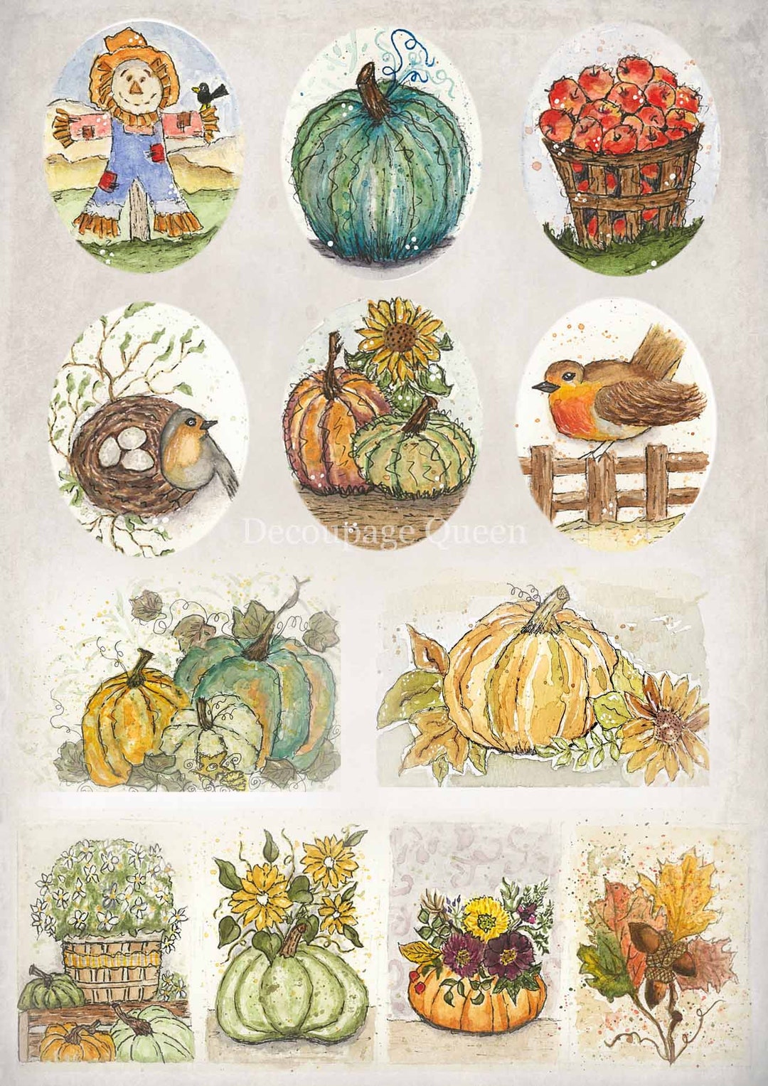 Decoupage Queen A3 Rice Paper Old to Ooh La La Autumn Minis Art-craft ...