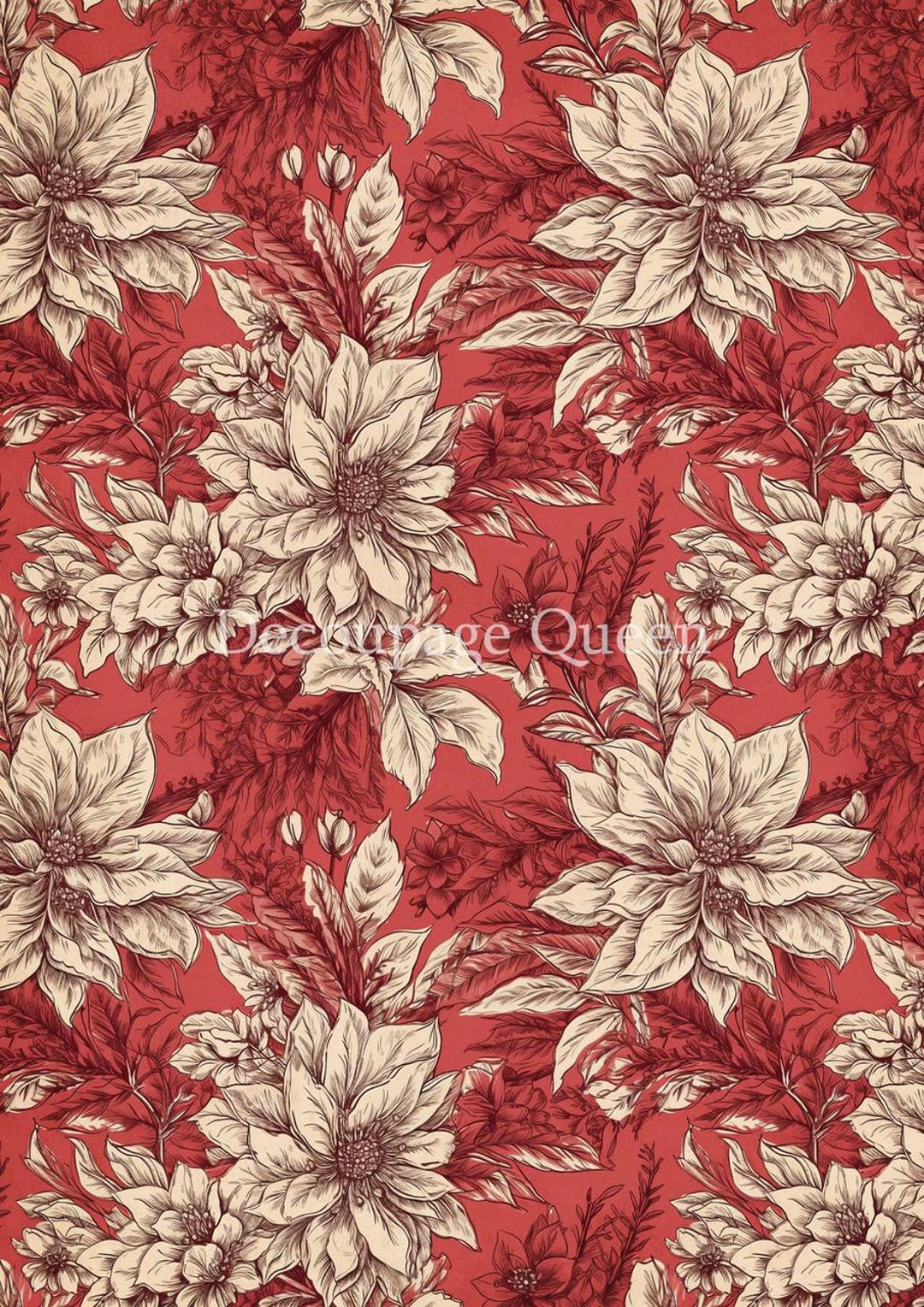 Decoupage Queen A4 Rice Paper Vintage Poinsettia Art-craft Projects ...