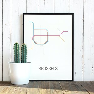 Brussels Metro Map Digital Printable Wall Art Print Download City ...