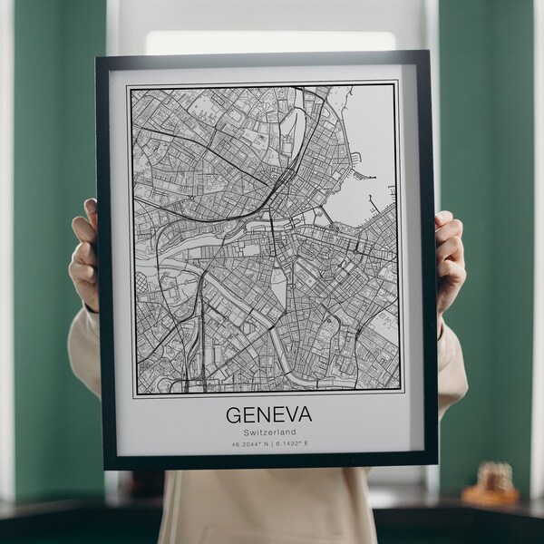 Printable Map of Geneva - Etsy