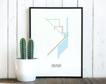Metro Map Miami Wall Art - Etsy