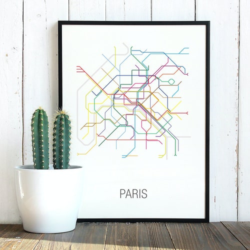 Paris Metro Map Subway Poster Métro De Paris Underground - Etsy