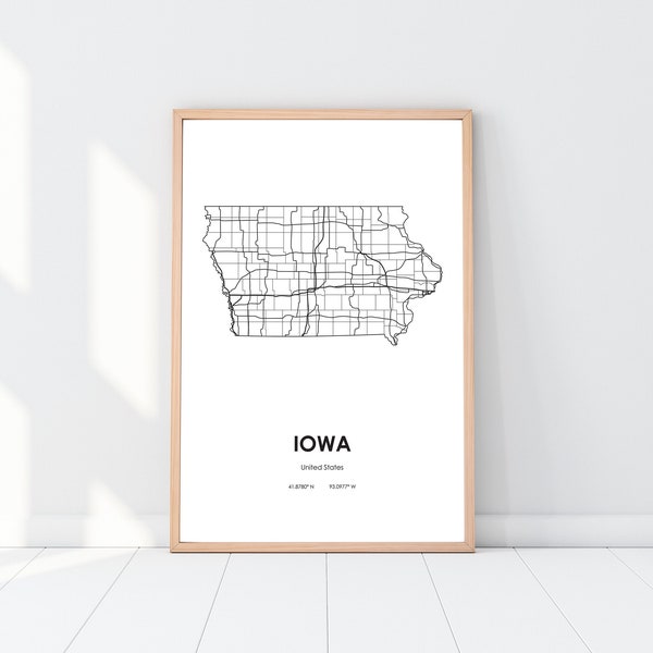 Map of Iowa - Etsy