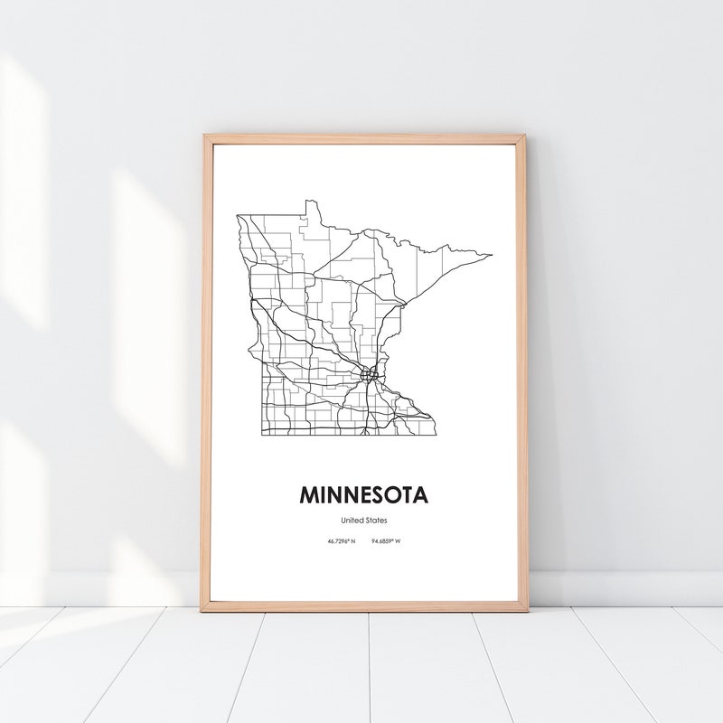 Minnesota State Map - Etsy