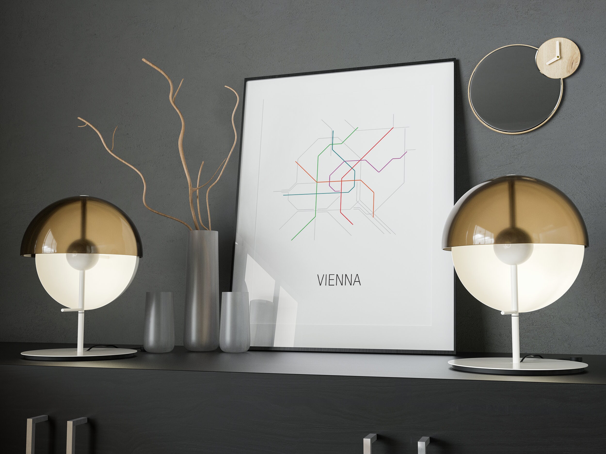Vienna Metro Map Digital Printable Wall Art Print Download City Subway ...