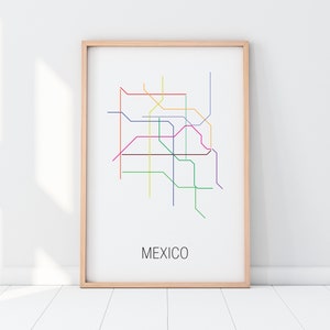 Mexico City Metro Map Digital Printable Wall Art Print Download City ...